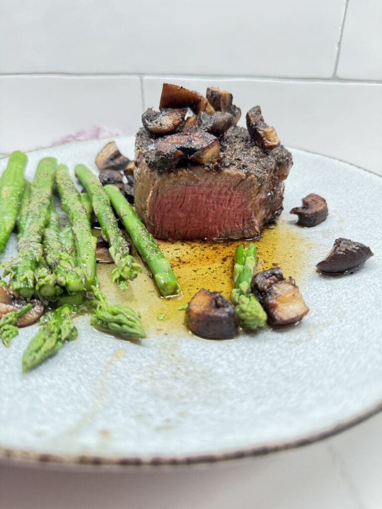 The Perfect Medium-Rare Steak & Sauteéd Mushrooms